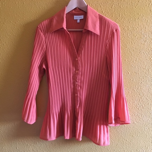 Tops | Pleated Button Down Bell Sleeve | Poshmark
